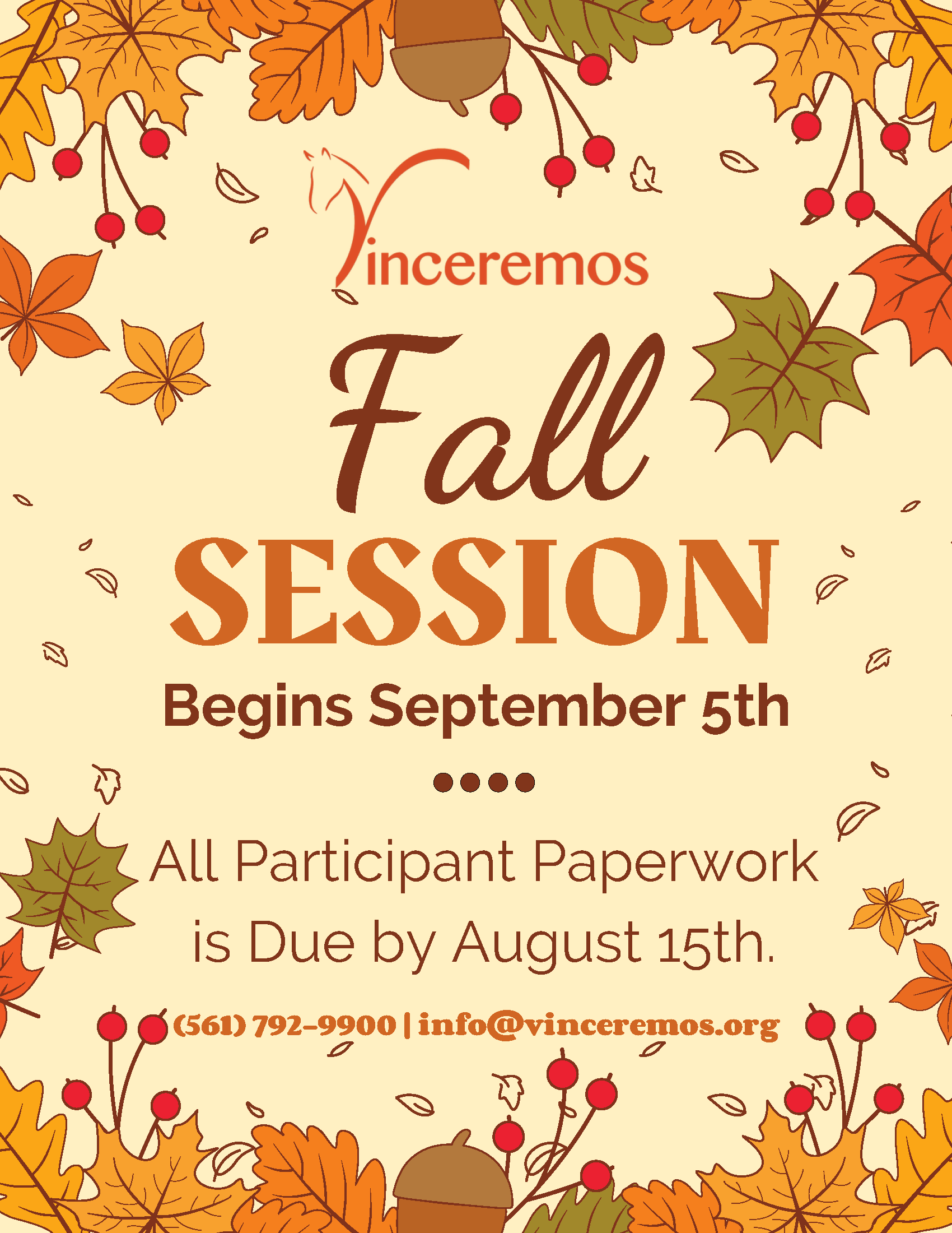 2023 Fall Session Begins September 5th | Vinceremos Therapeutic Riding Center
